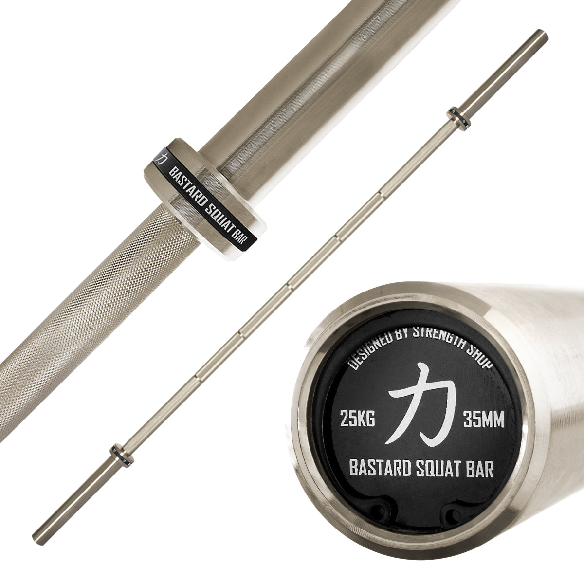 Bastard Squat Bar, 35mm/25kg – Fully Knurled | Strength Shop